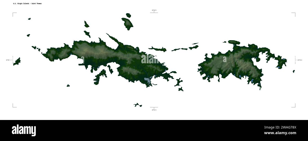 Shape of a Colored elevation map with lakes and rivers of the U.S ...