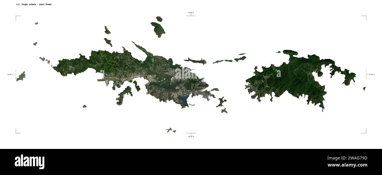 Shape of a high resolution satellite map of the U.S. Virgin Islands ...