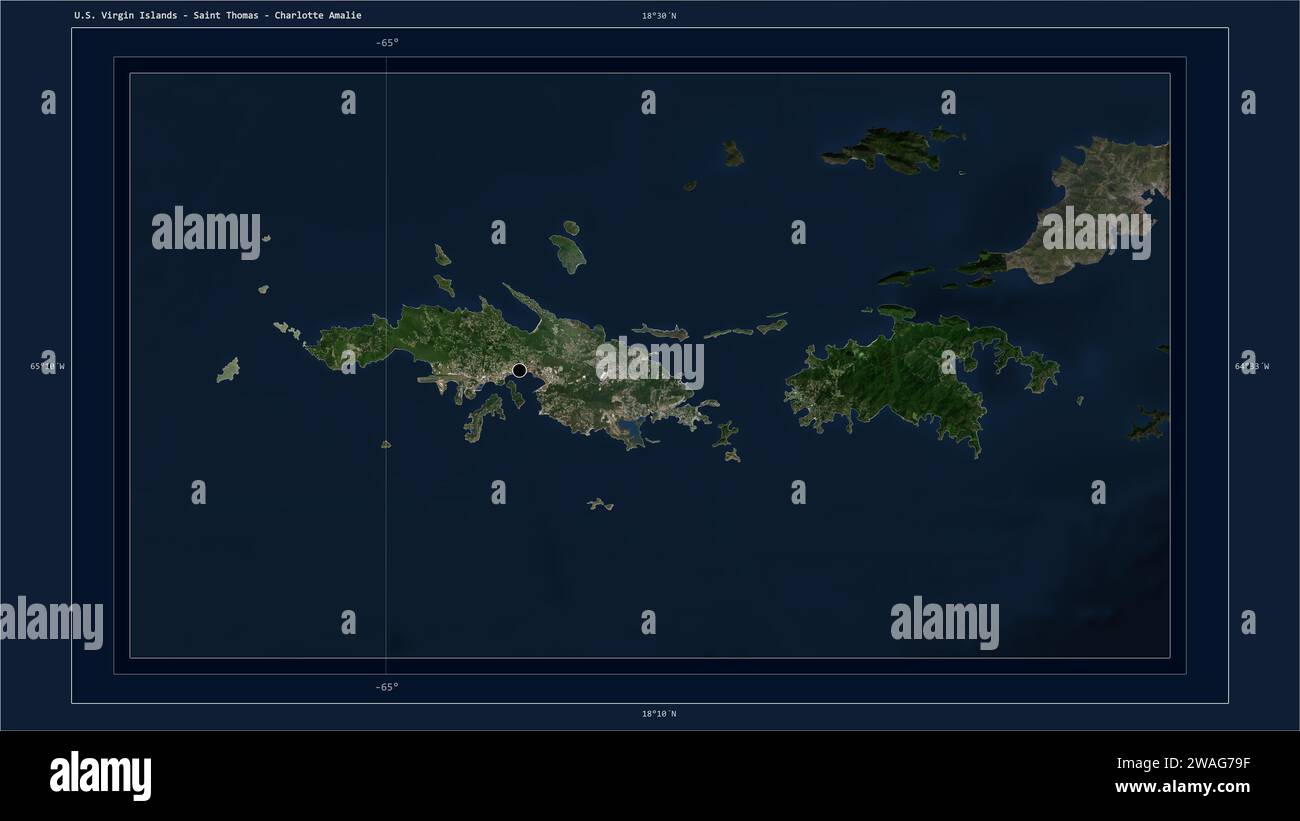 U.S. Virgin Islands - Saint Thomas highlighted on a low resolution ...