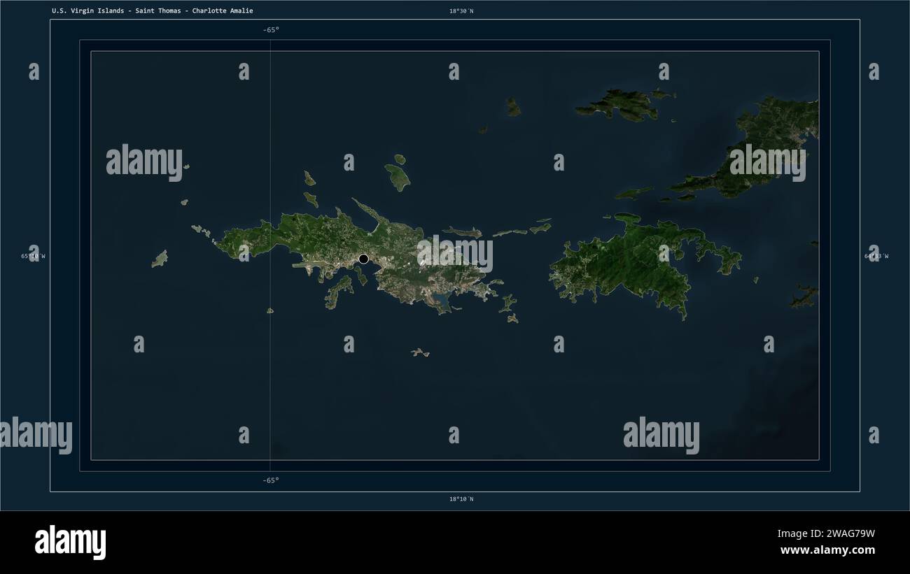 U.S. Virgin Islands - Saint Thomas highlighted on a high resolution ...