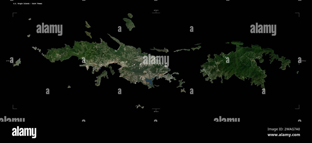 Shape of a high resolution satellite map of the U.S. Virgin Islands ...