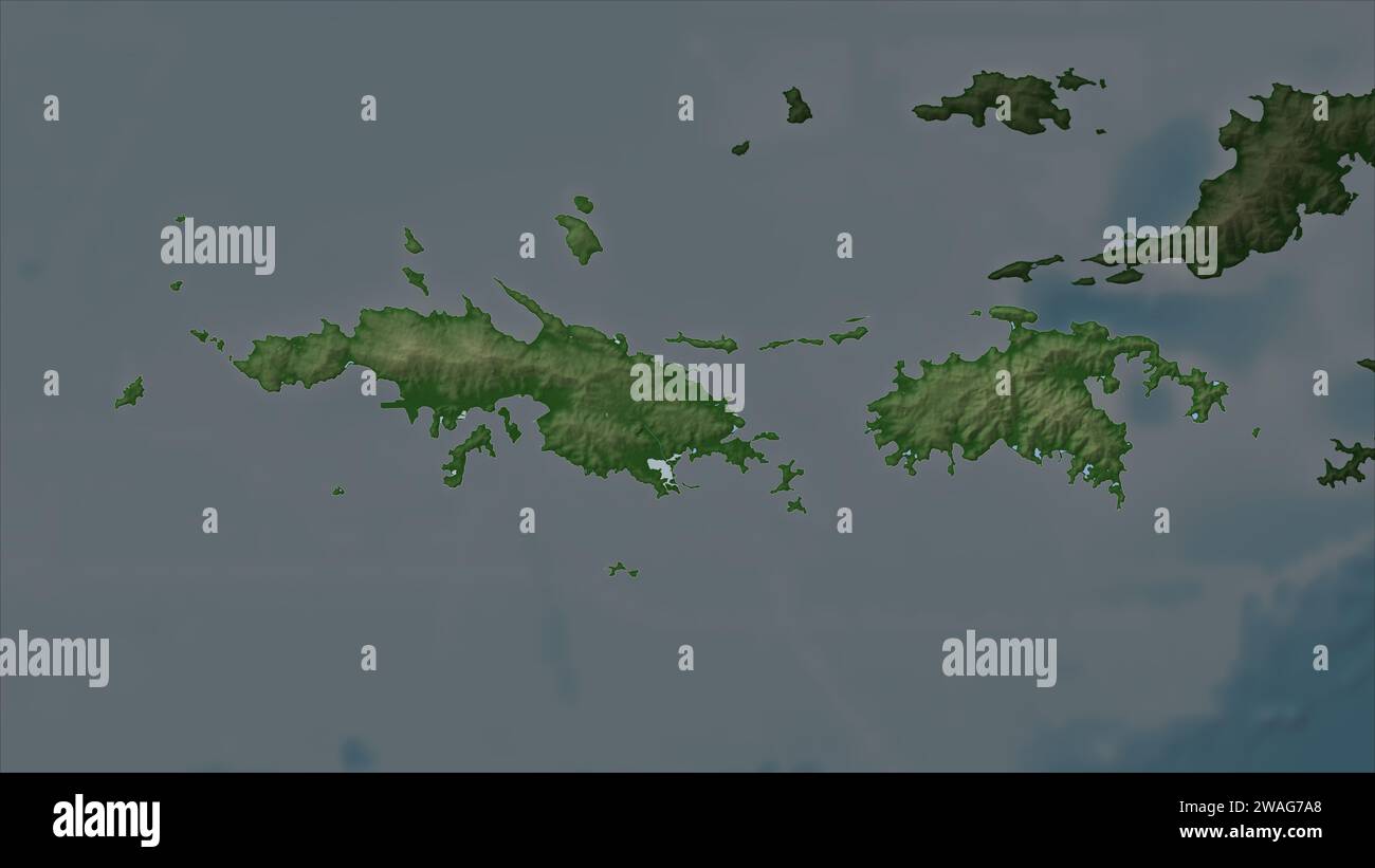 U.S. Virgin Islands - Saint Thomas highlighted on a Pale colored ...