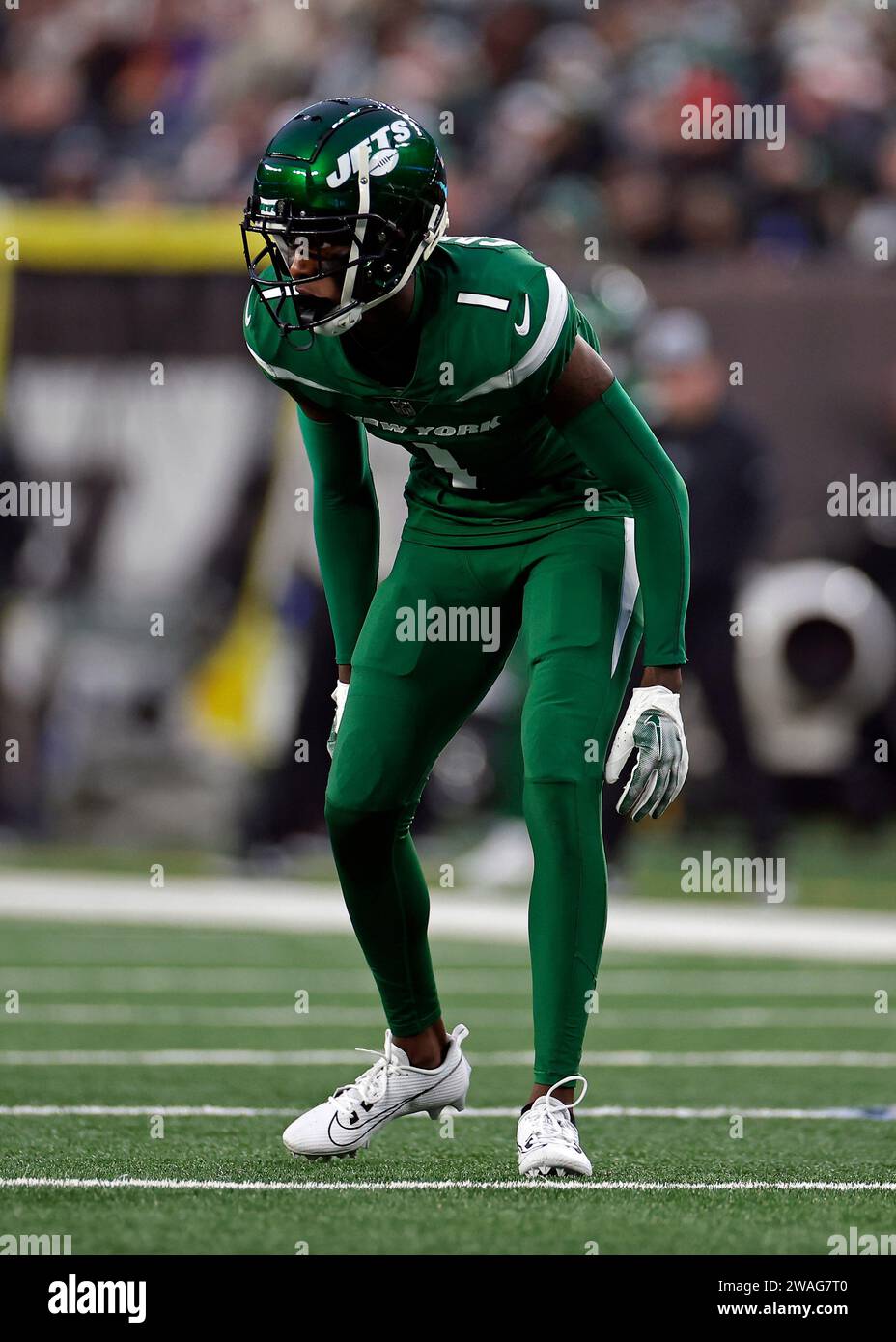 New York Jets cornerback Sauce Gardner (1) in action against the ...