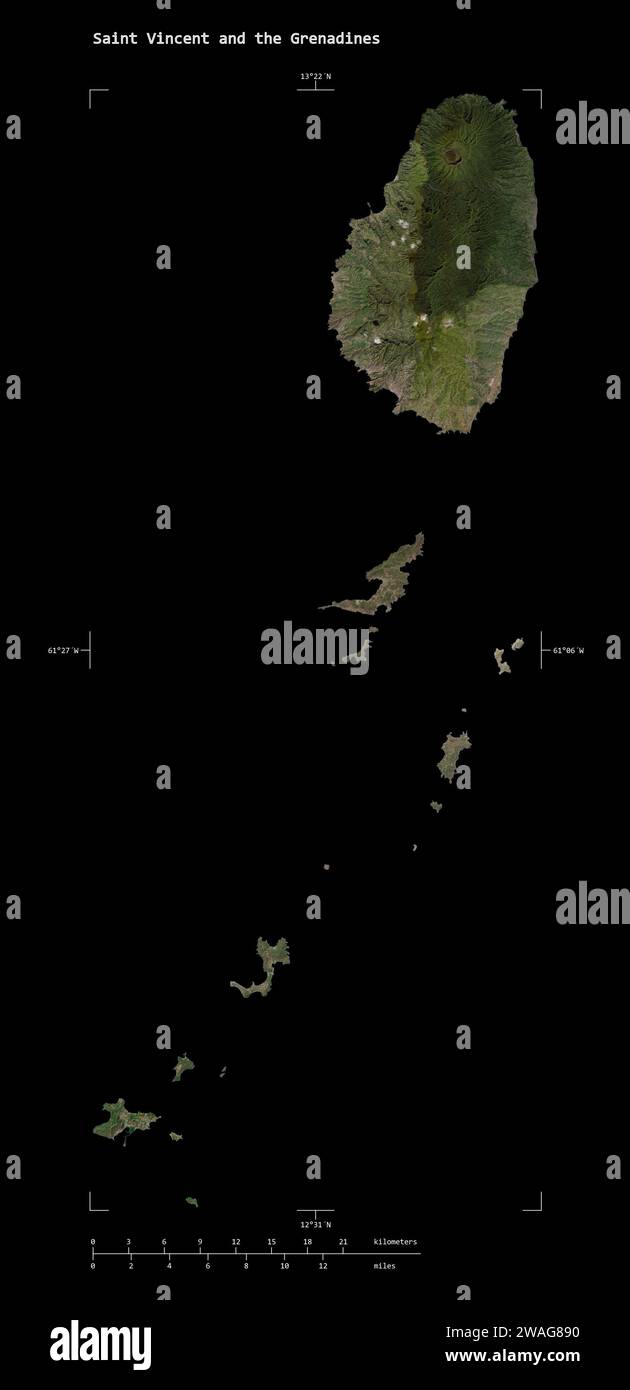 Shape of a high resolution satellite map of the Saint Vincent and the ...