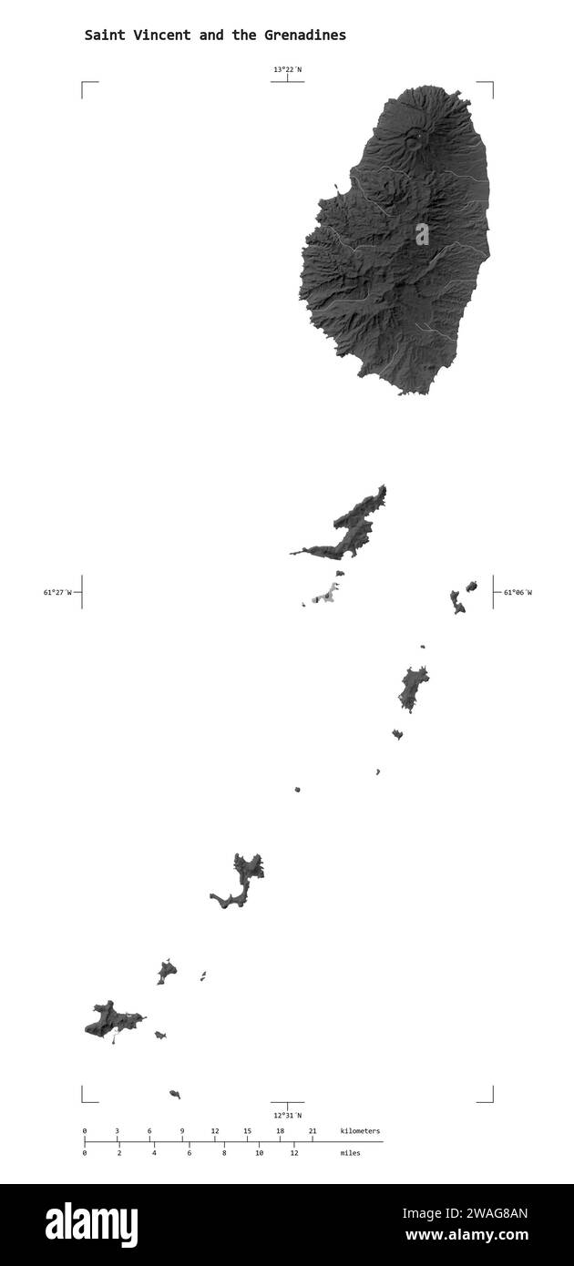 Shape of a Grayscale elevation map with lakes and rivers of the Saint ...
