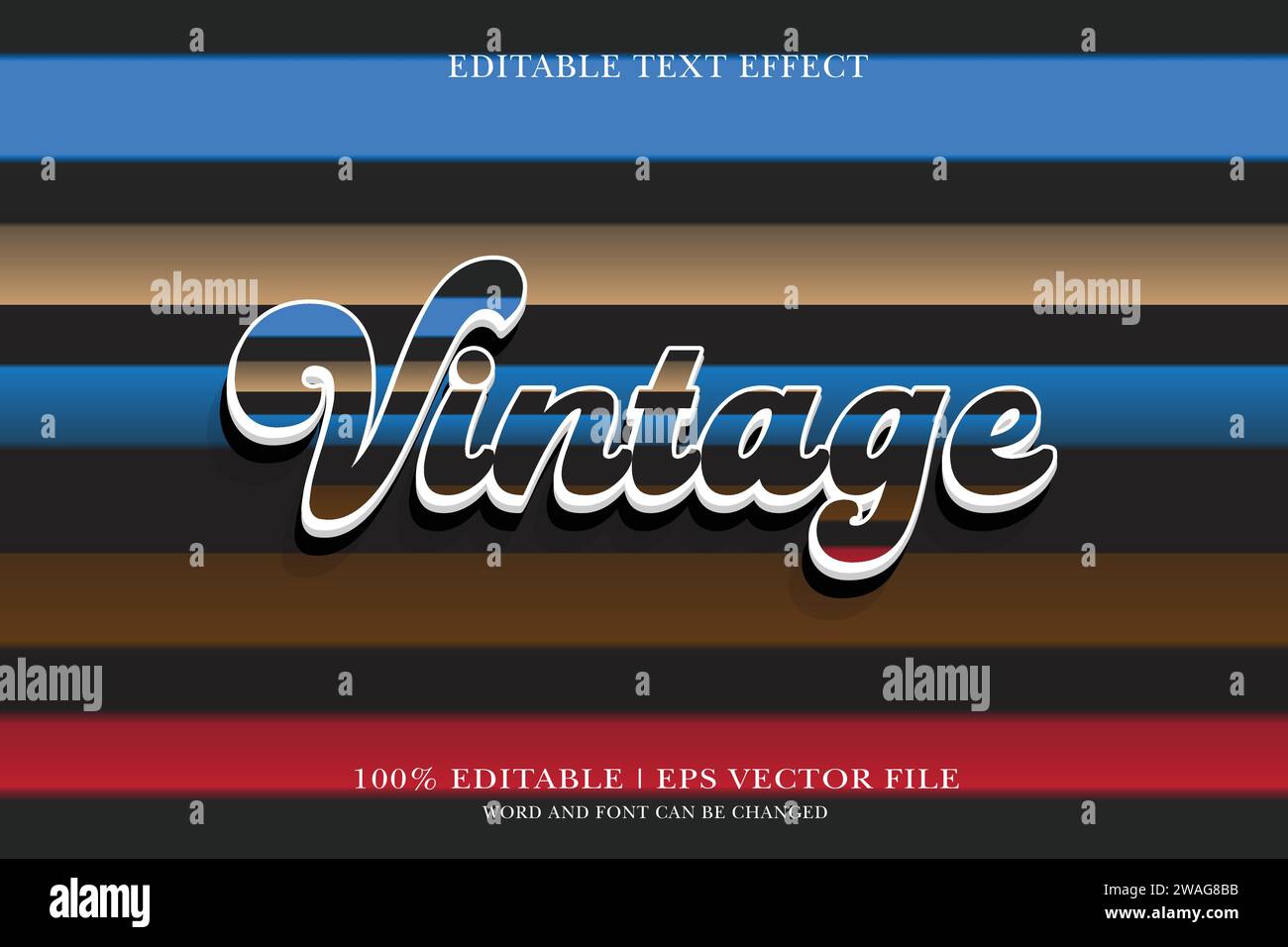 Vintage 3d text effect styles mockup concept Black text Stock Vector ...