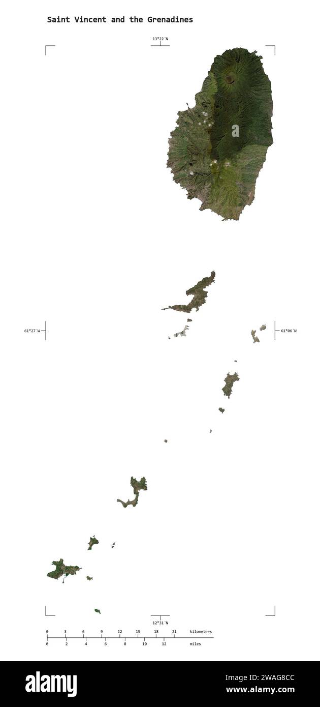 Shape of a high resolution satellite map of the Saint Vincent and the ...