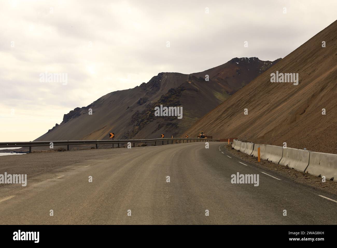 View on a road in the Eystrahorn which is a splendid mountain located ...