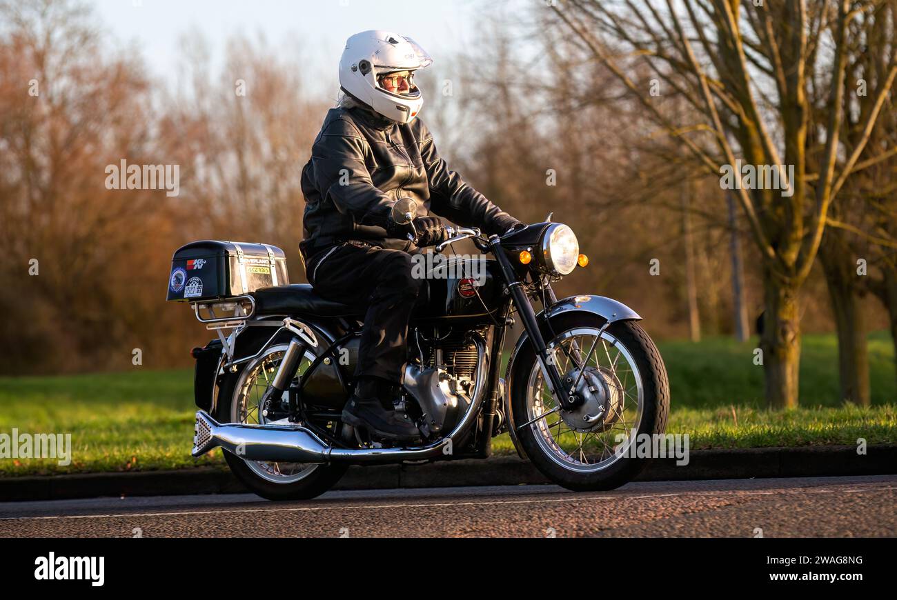 Stony Stratford,UK Jan 1st 2024. 1959 Velocette Venom motorcycle ...