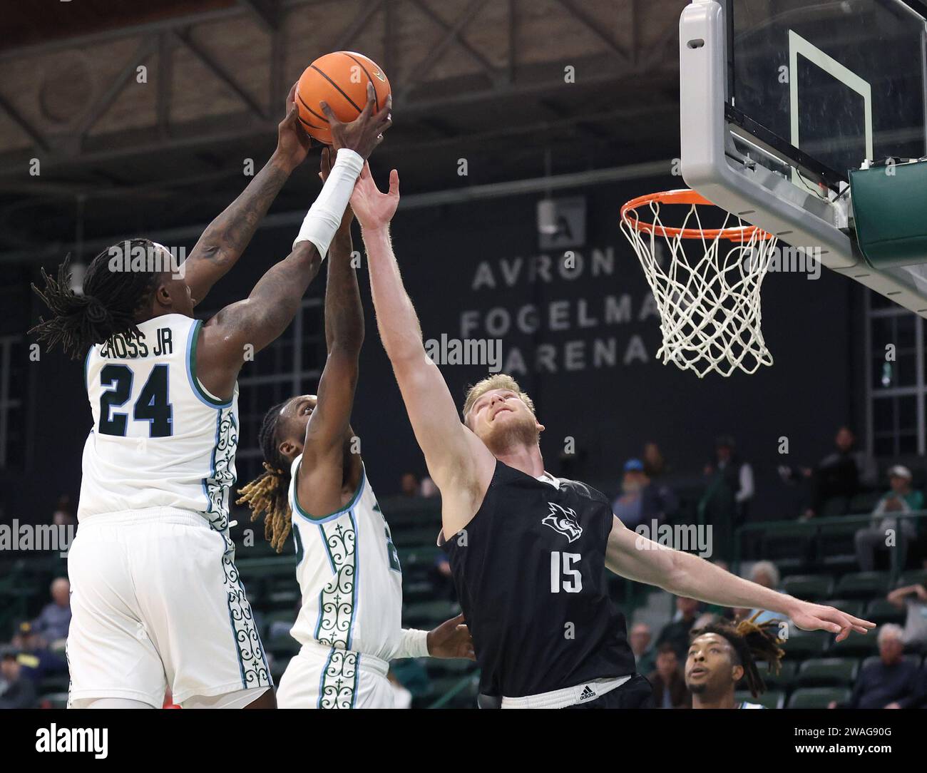 New Orleans, USA. 03rd Jan, 2024. Tulane Green Wave forward Kevin Cross ...