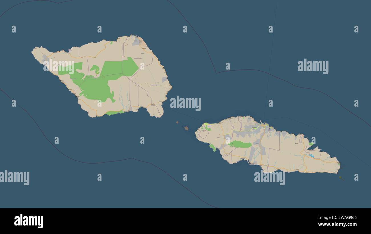 Samoa highlighted on a topographic, OSM standard style map Stock Photo ...