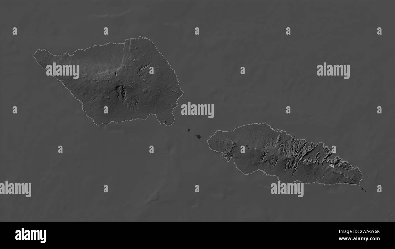 Samoa highlighted on a Bilevel elevation map with lakes and rivers ...