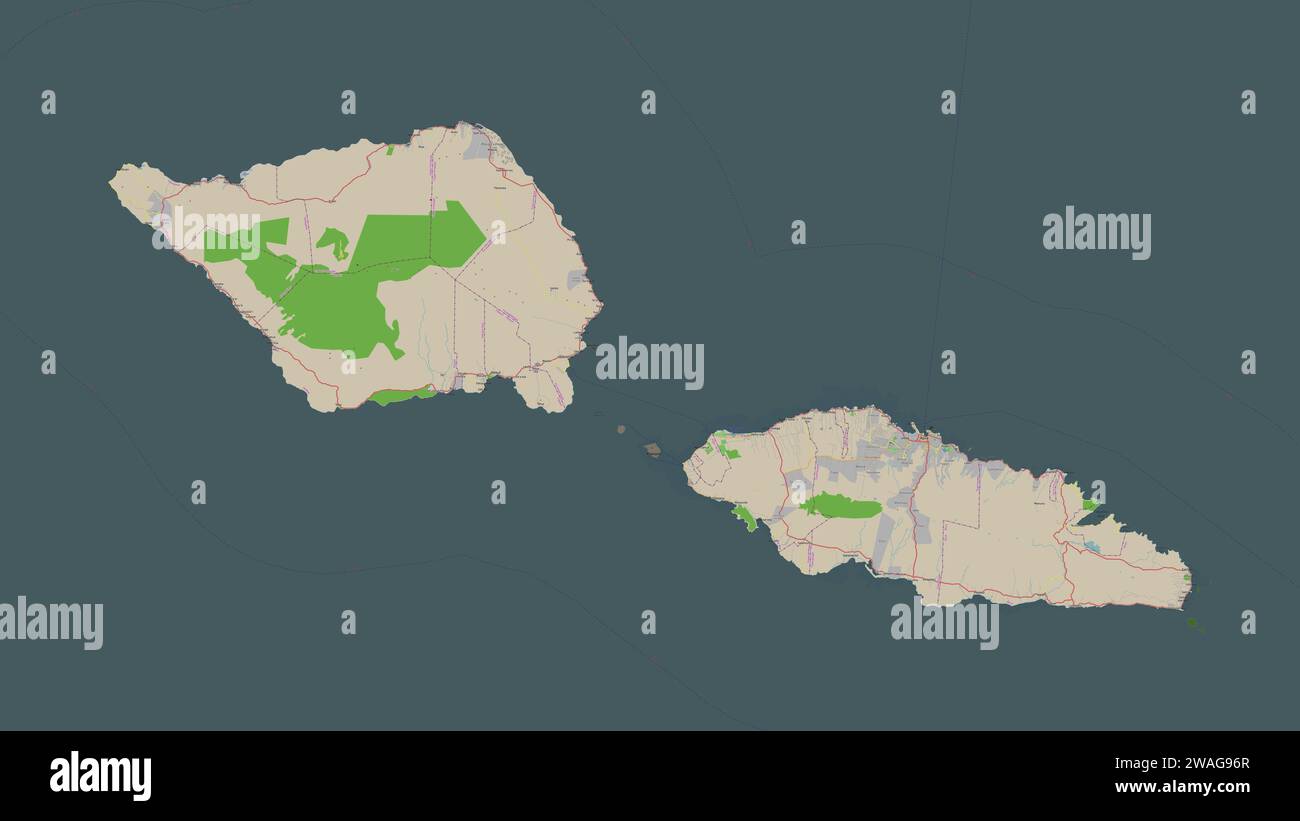 Samoa highlighted on a topographic, OSM France style map Stock Photo ...