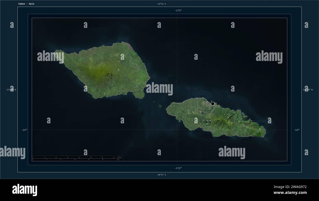 Samoa highlighted on a high resolution satellite map map with the ...