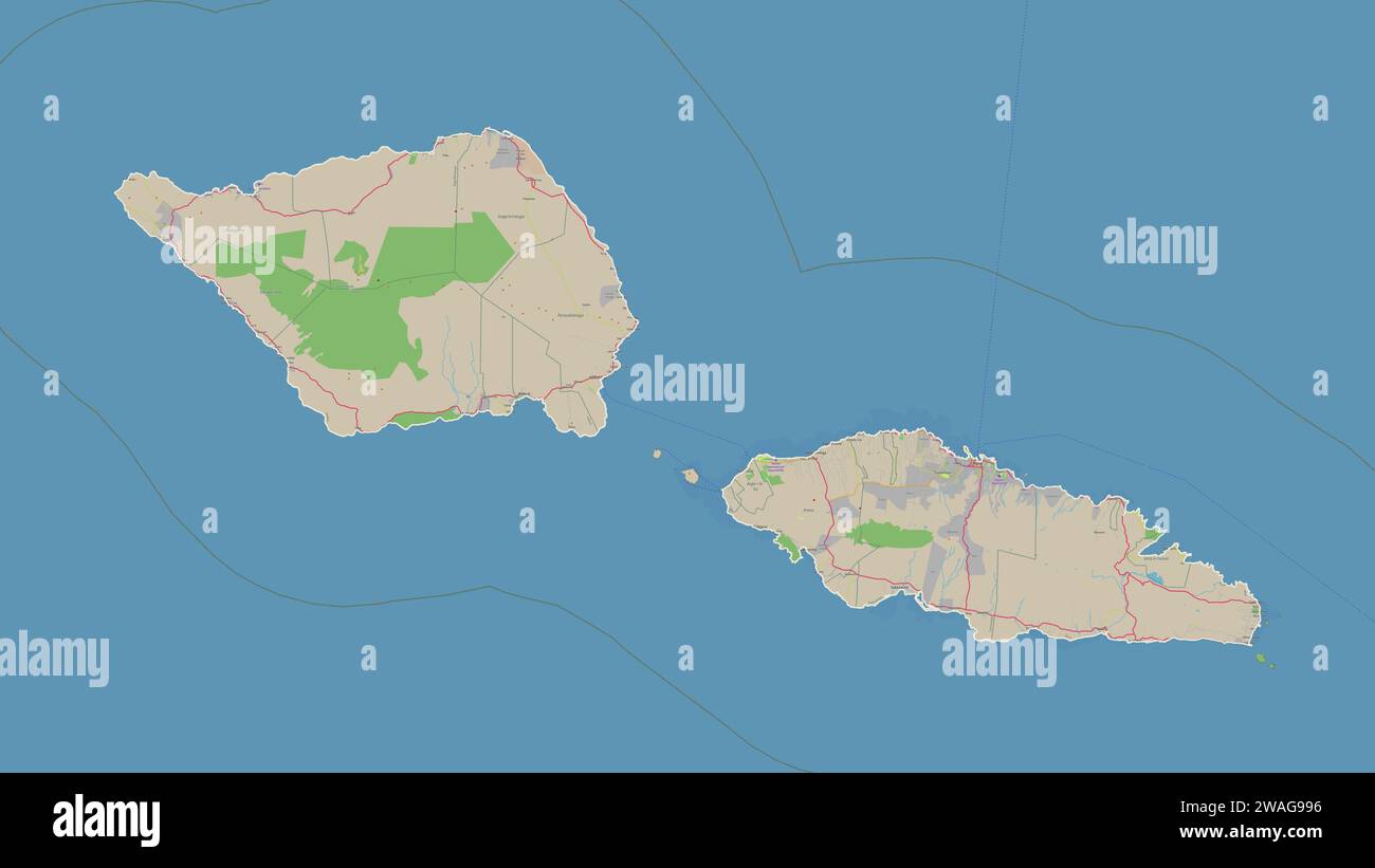 Samoa outlined on a topographic, OSM Germany style map Stock Photo - Alamy