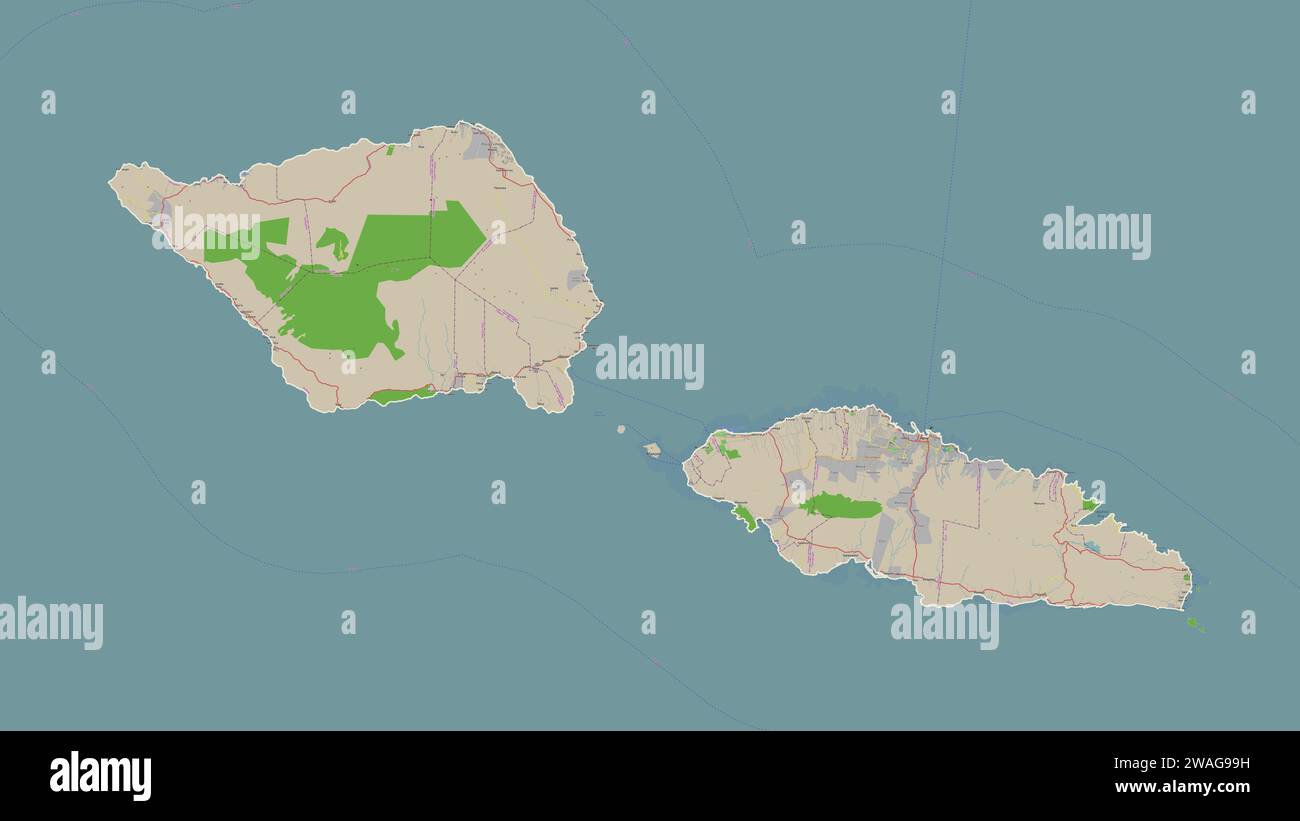 Samoa outlined on a topographic, OSM France style map Stock Photo - Alamy