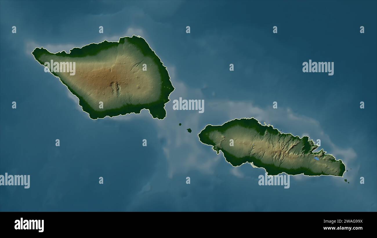 Samoa outlined on a Colored elevation map with lakes and rivers Stock ...