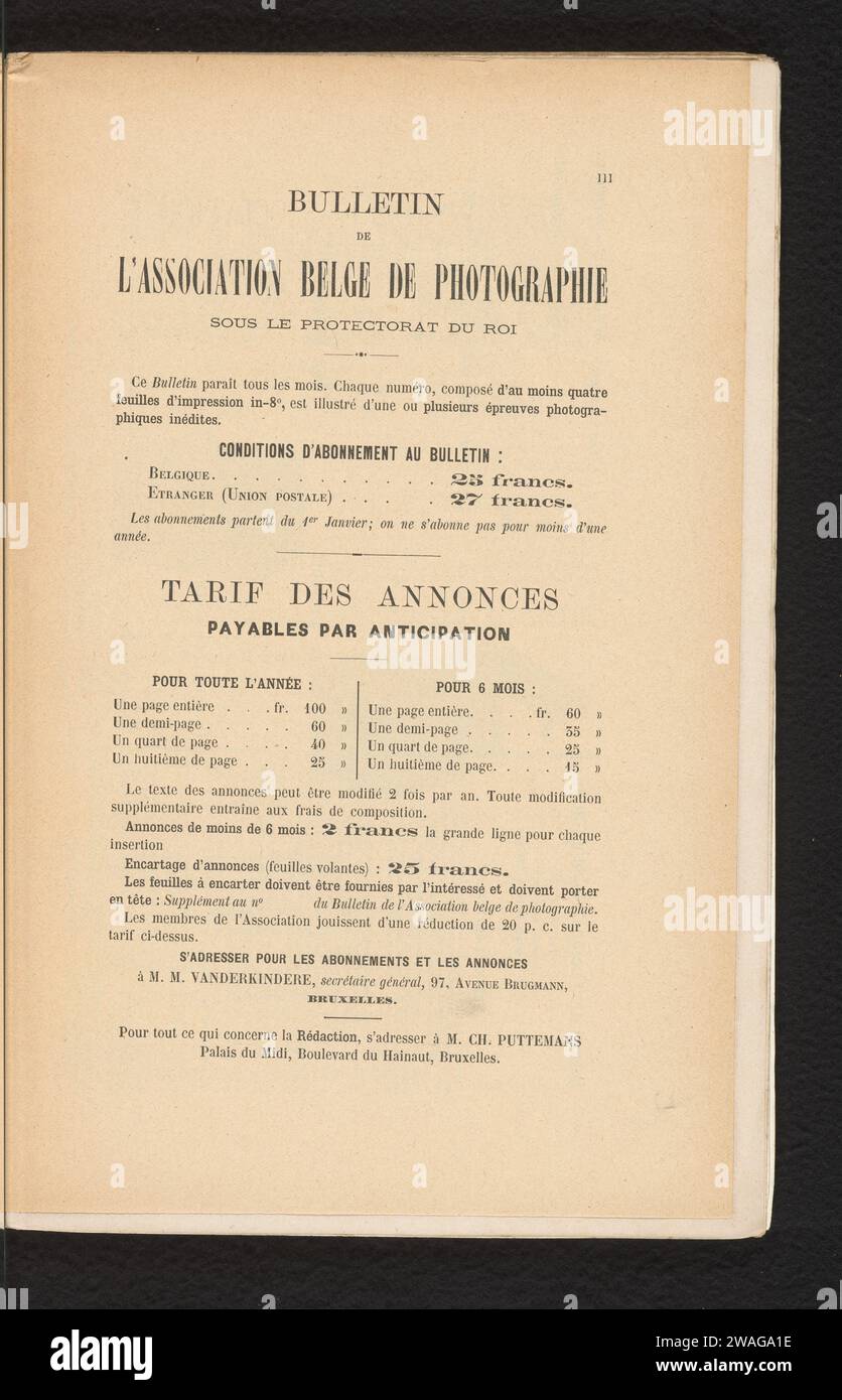 Belgian photography bulletin / association, 1899 book paper printing ...