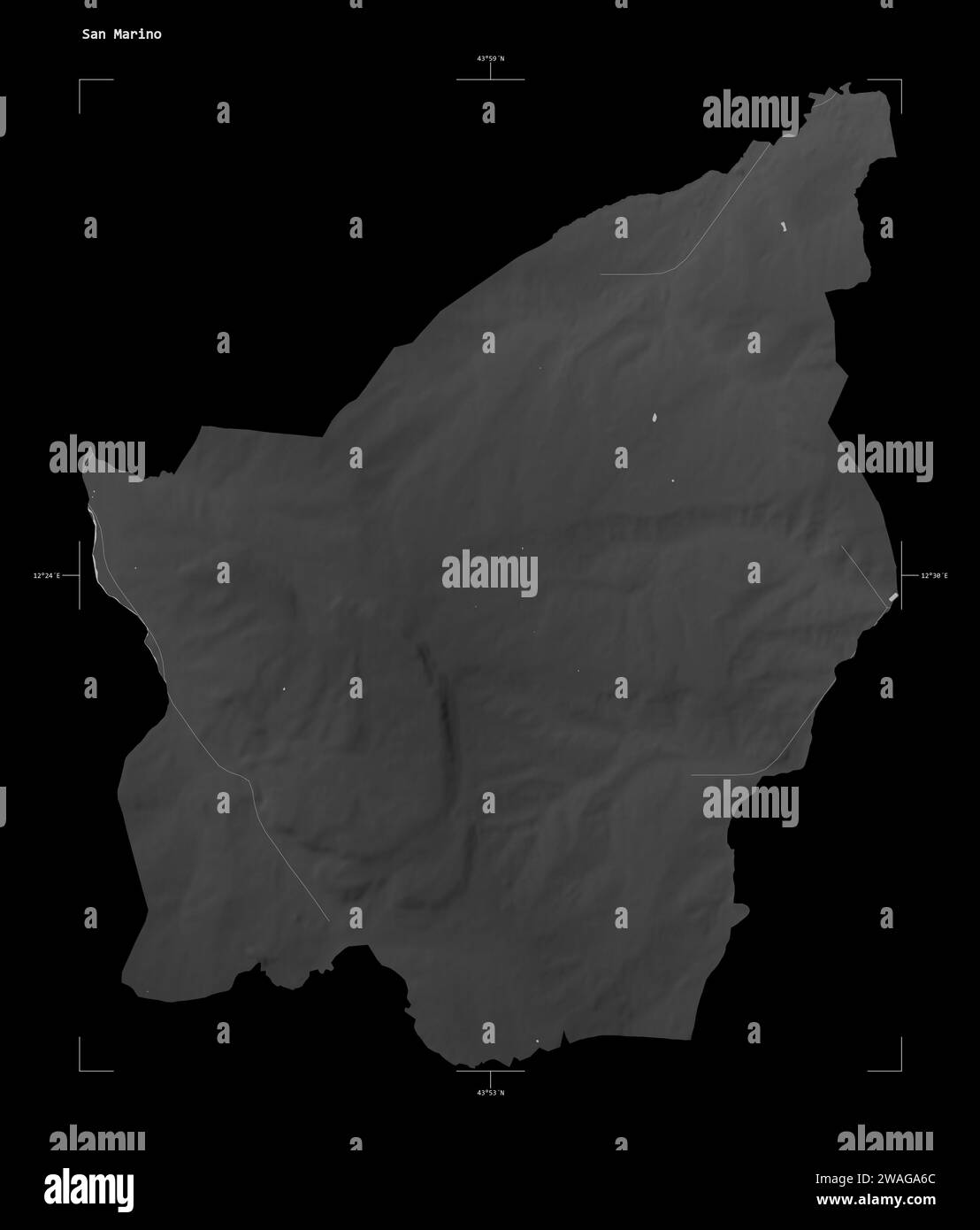 Shape of a Grayscale elevation map with lakes and rivers of the San ...
