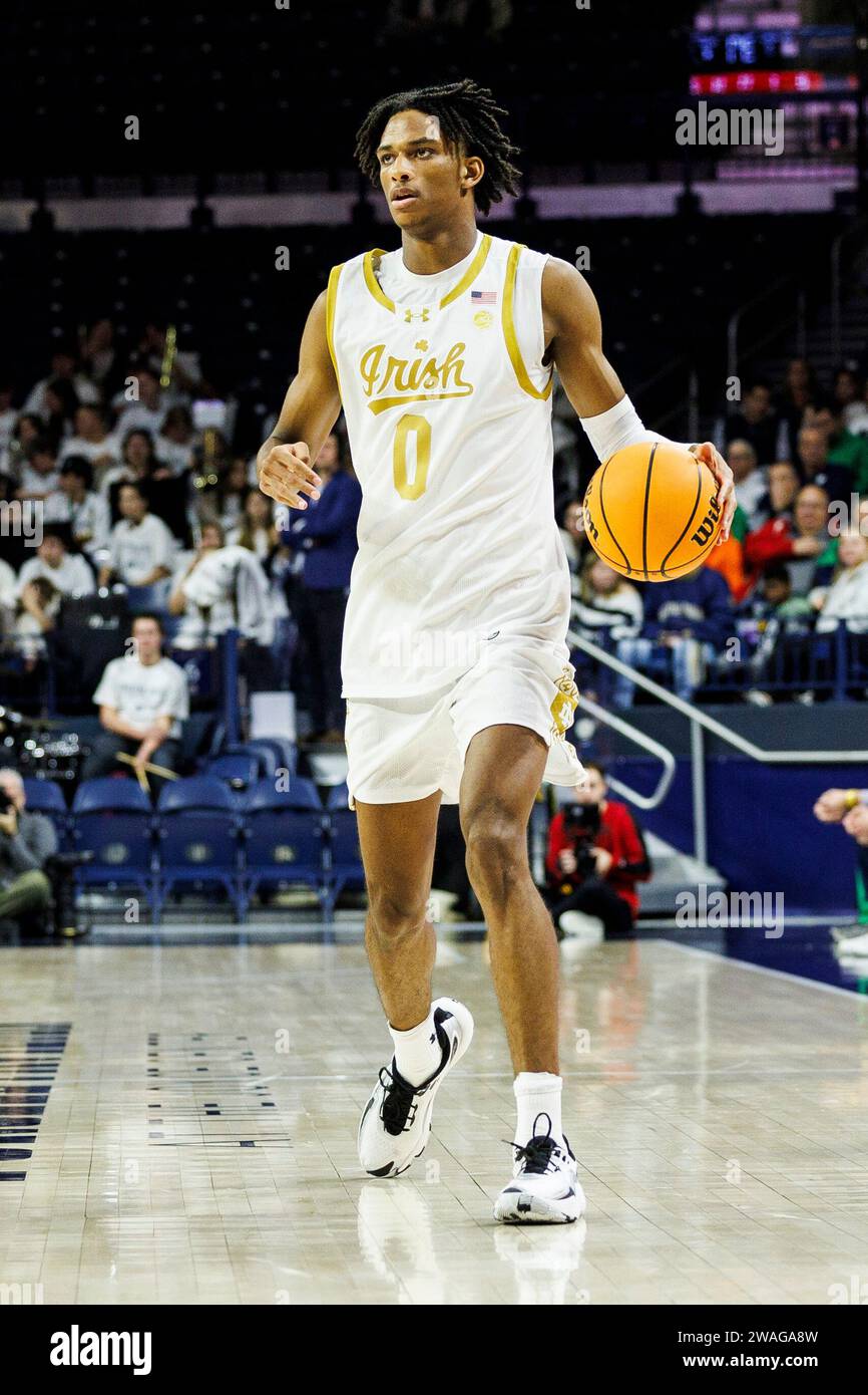 South Bend, Indiana, USA. 03rd Jan, 2024. Notre Dame forward Carey ...