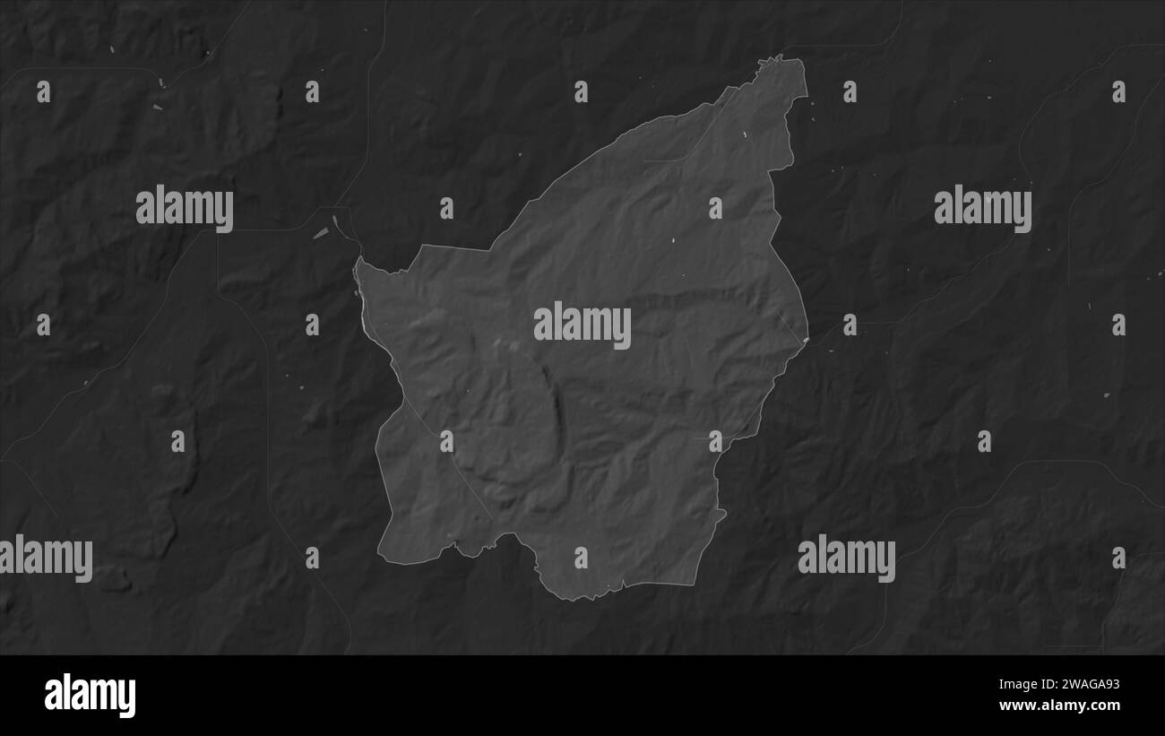 San Marino highlighted on a Bilevel elevation map with lakes and rivers ...