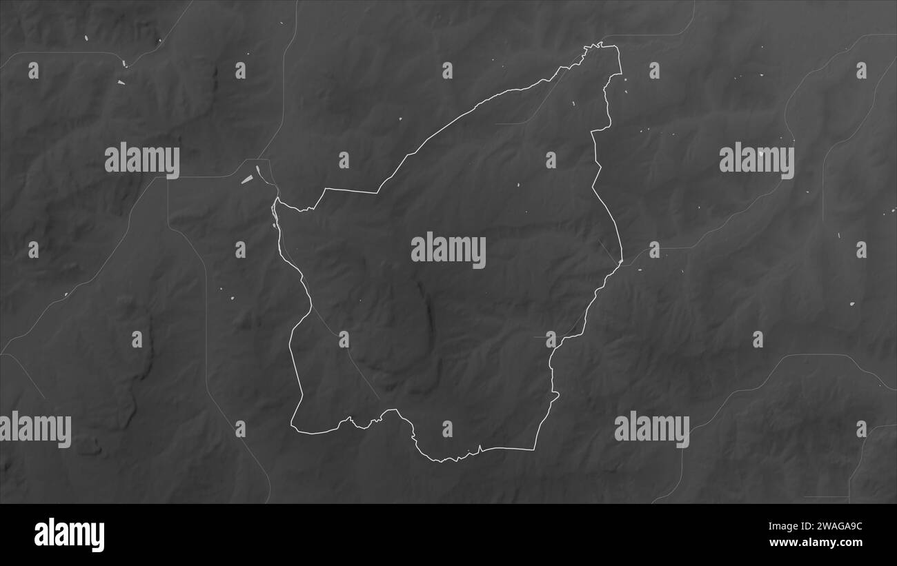 San Marino outlined on a Grayscale elevation map with lakes and rivers ...