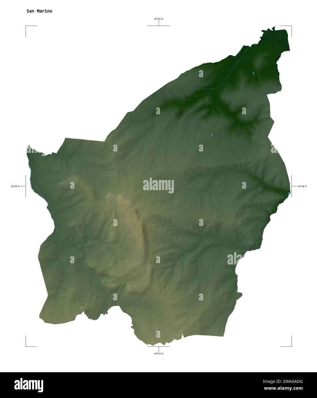 Shape of a Colored elevation map with lakes and rivers of the San ...
