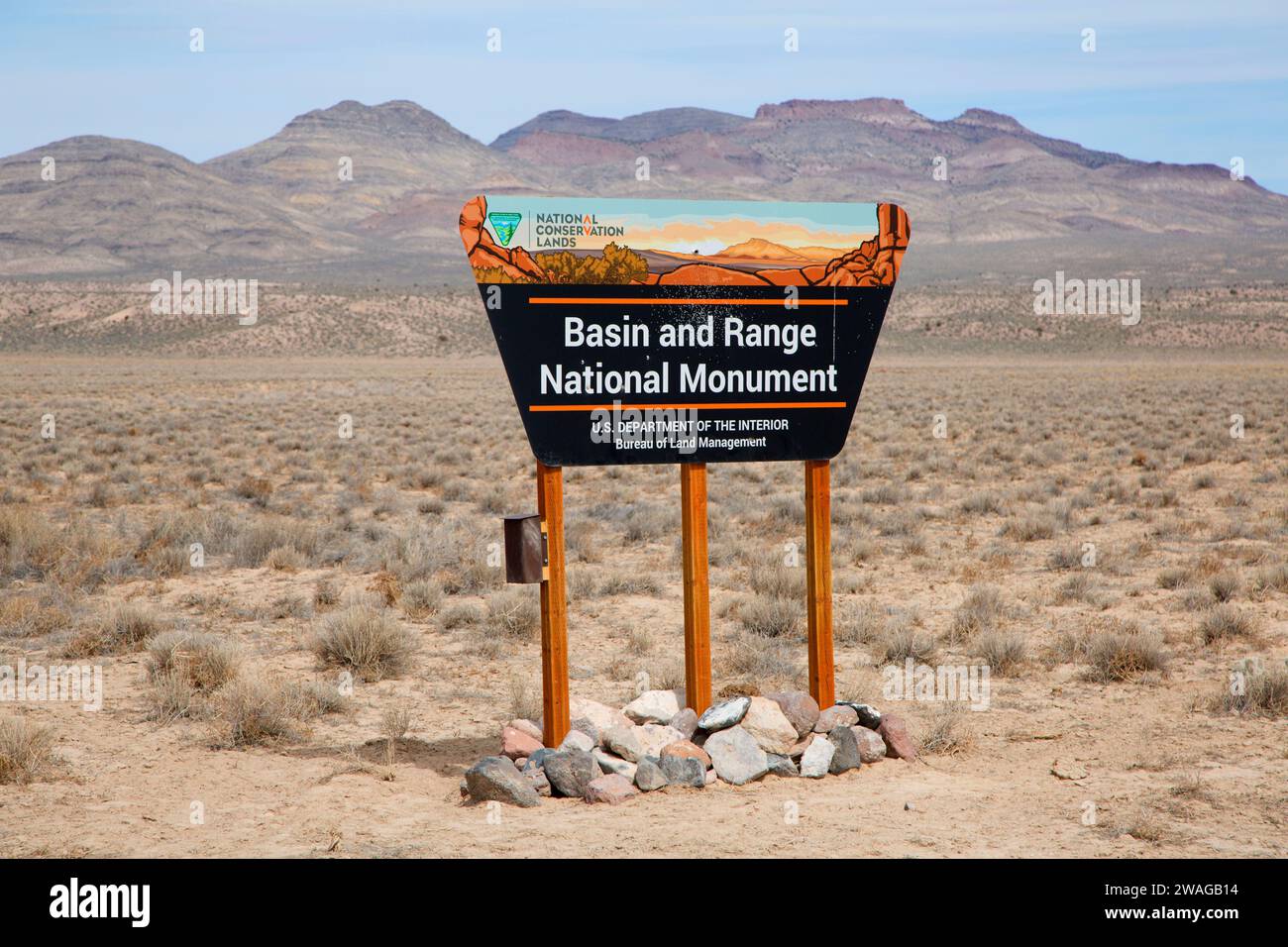 Entrance sign, Basin and Range National Monument, Caliente District ...