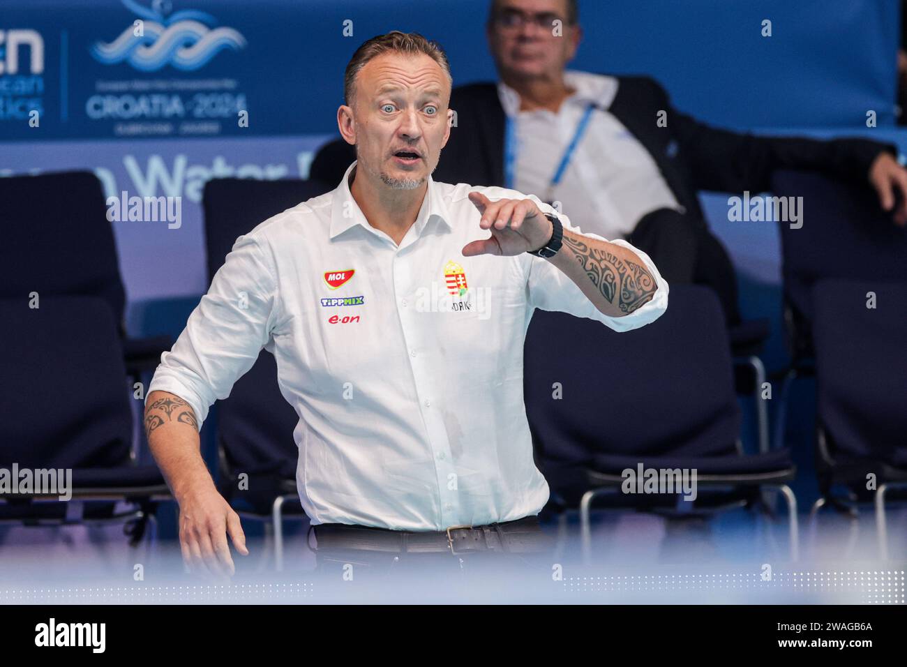 Zagreb, Croatia. 04th Jan, 2024. ZAGREB, CROATIA - JANUARY 4: Head coach of Hungary Zsolt Varga ...