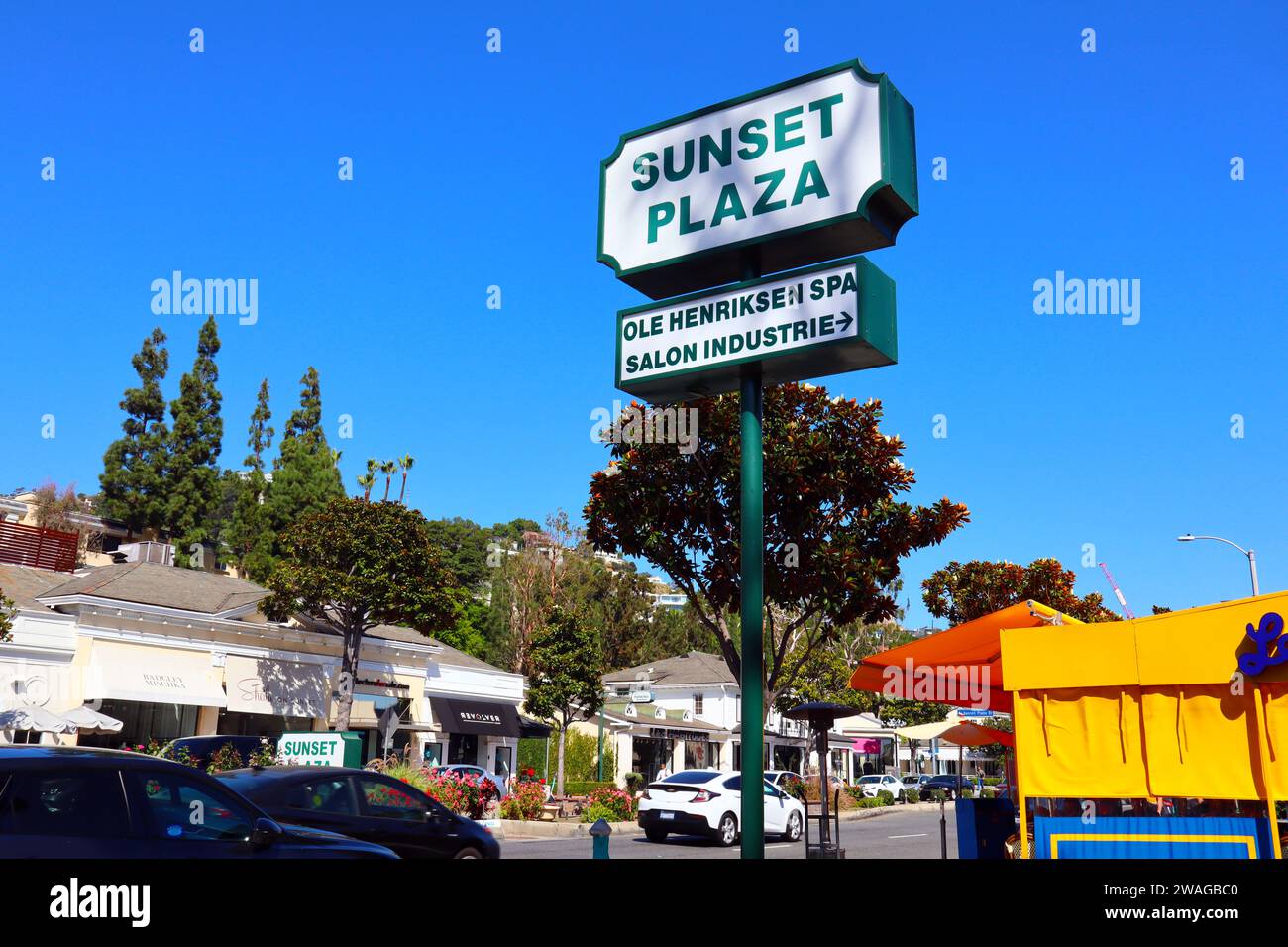 West Hollywood, California: SUNSET PLAZA Shopping Center, a strip ...