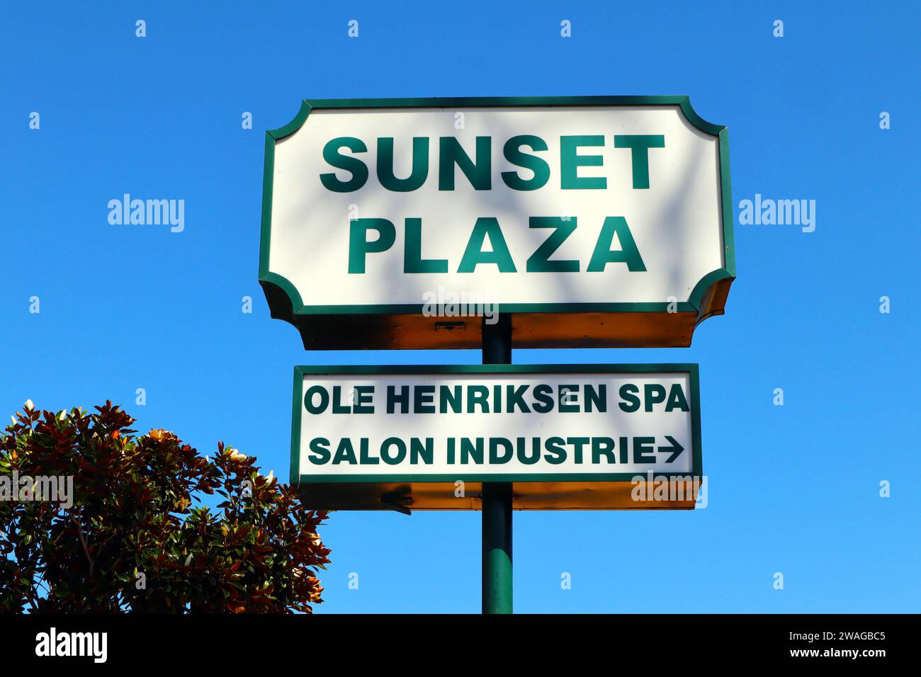 West Hollywood, California: SUNSET PLAZA Shopping Center, a strip ...