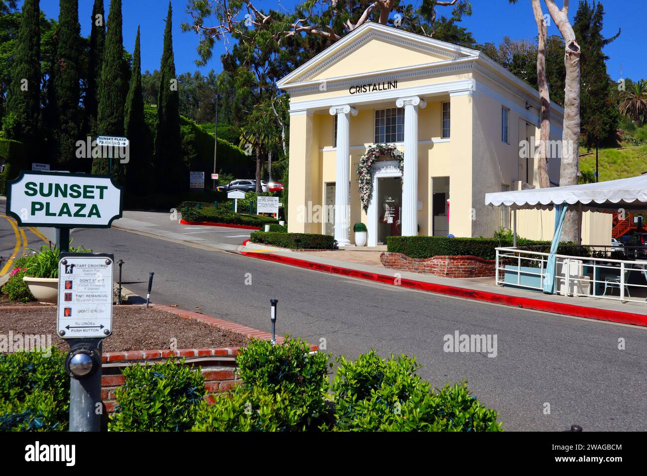 West Hollywood, California: SUNSET PLAZA Shopping Center, a strip ...