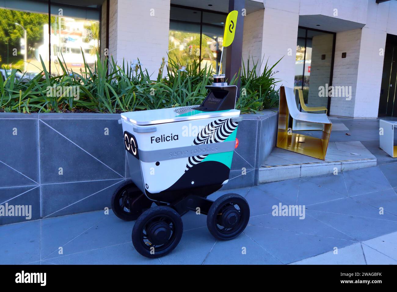 Los Angeles, California - October 12, 2023: Serve Robotics Delivery. On ...
