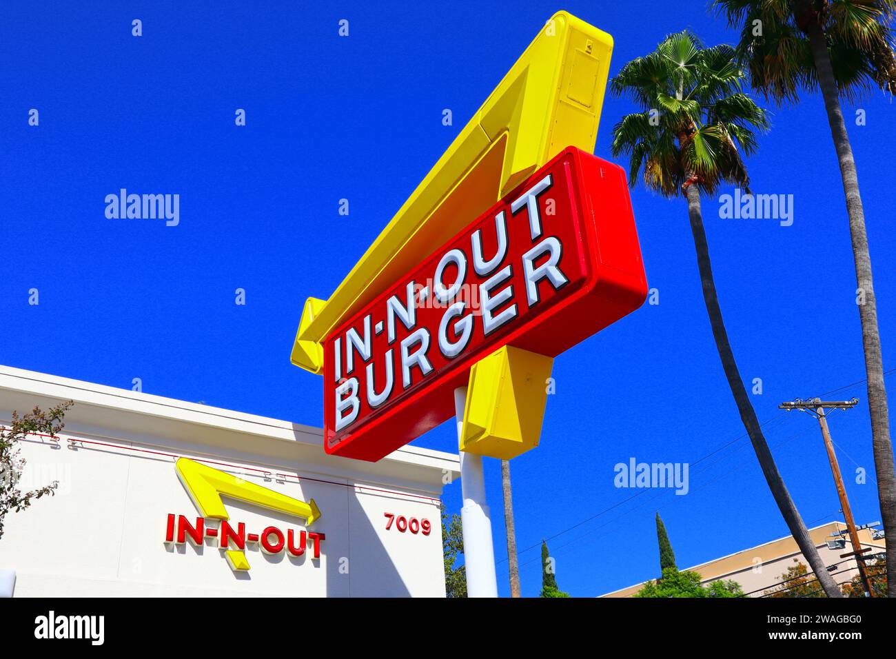 IN-N-OUT BURGER sign. American chain of Fast Food Restaurants with ...