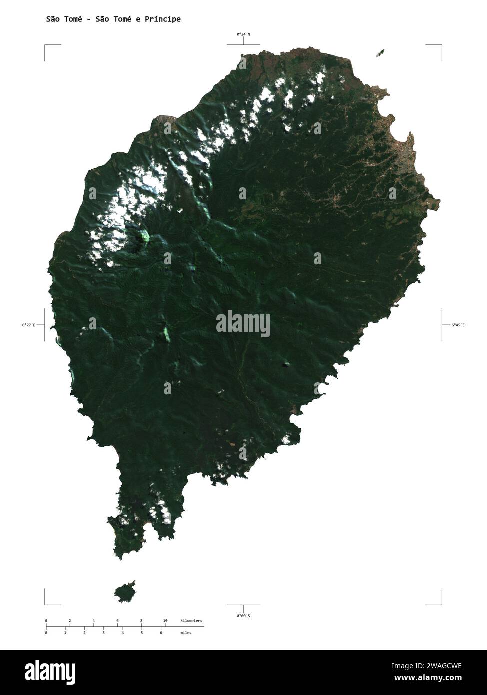 Shape of a low resolution satellite map of the Sao Tome - Sao Tome e ...