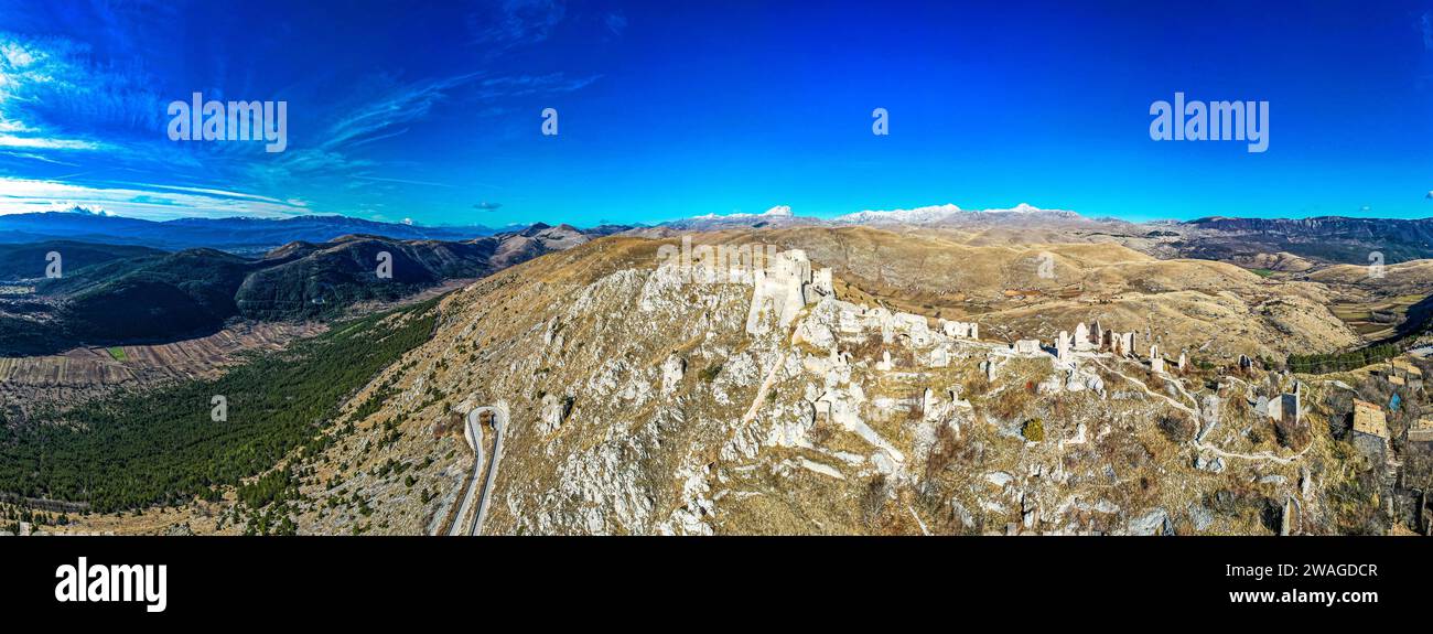 Rocca Calascio 2023. Aerial view of the castle of Rocca Calascio, built ...