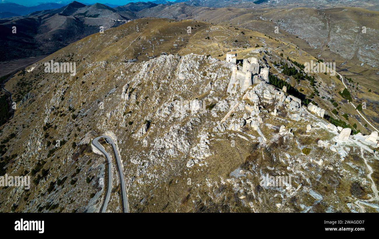 Rocca Calascio 2023. Aerial view of the castle of Rocca Calascio, built ...