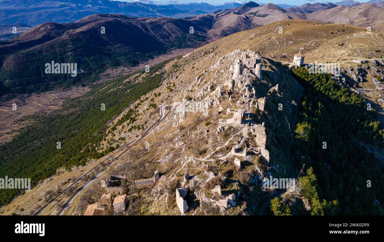 Rocca Calascio 2023. Aerial view of the castle of Rocca Calascio, built ...