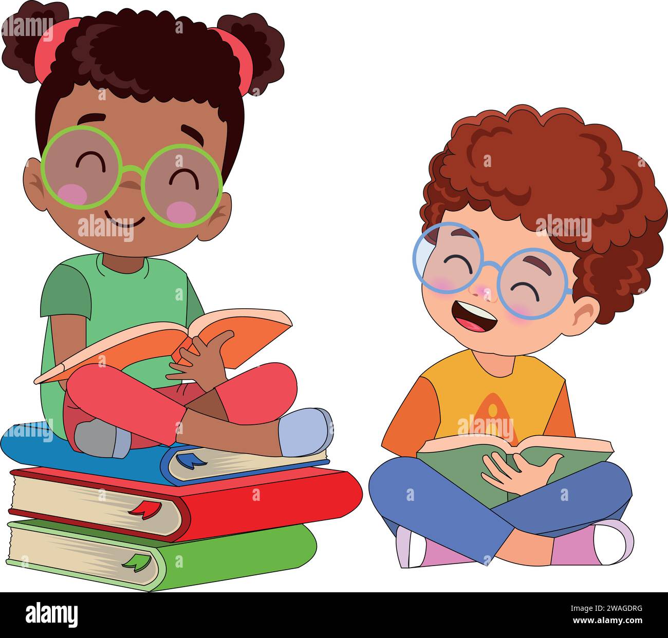 Cute Little boy reading book Stock Vector Image & Art - Alamy