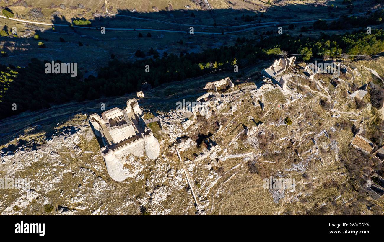 Rocca Calascio 2023. Aerial view of the castle of Rocca Calascio, built ...