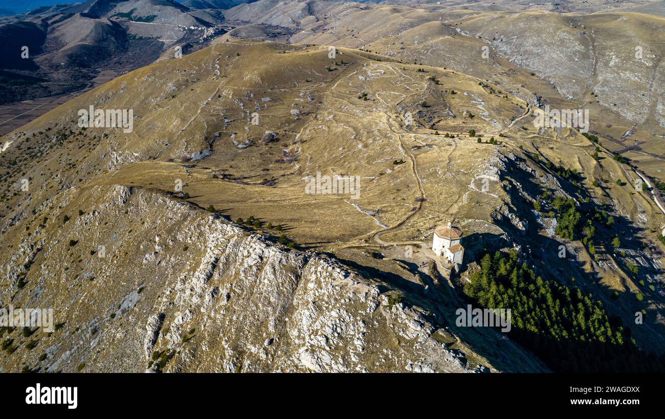 Rocca Calascio 2023. Aerial view of the Church of Santa Maria della ...