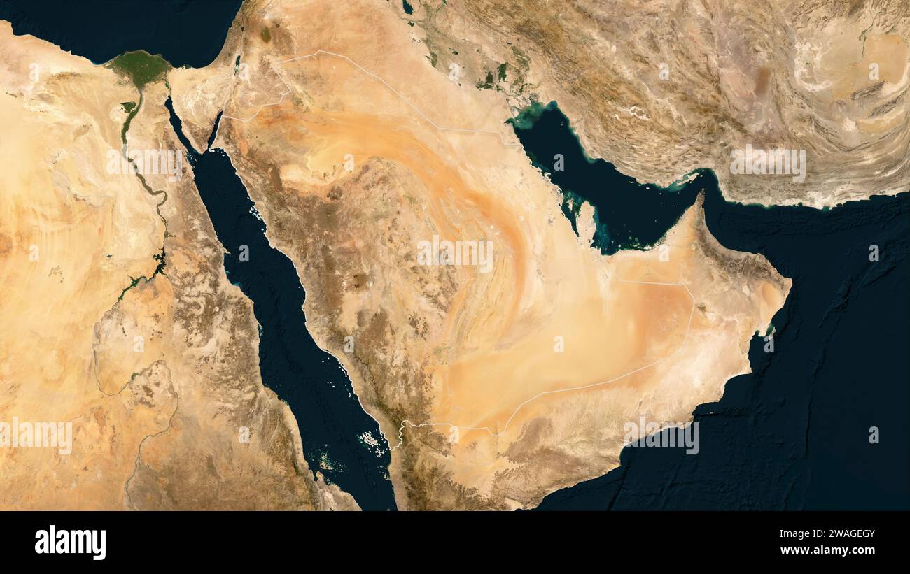 Saudi Arabia outlined on a low resolution satellite map Stock Photo - Alamy