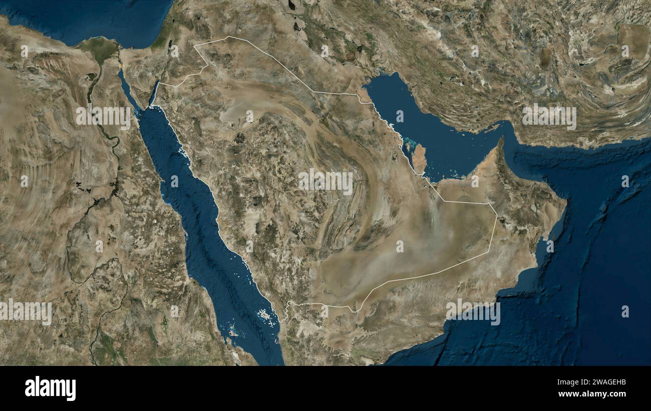 Saudi Arabia outlined on a high resolution satellite map Stock Photo - Alamy