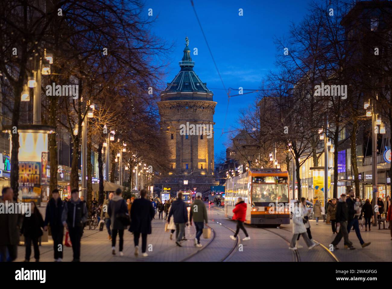 Historical building in Mannheim on a winter evening Stock Photo - Alamy
