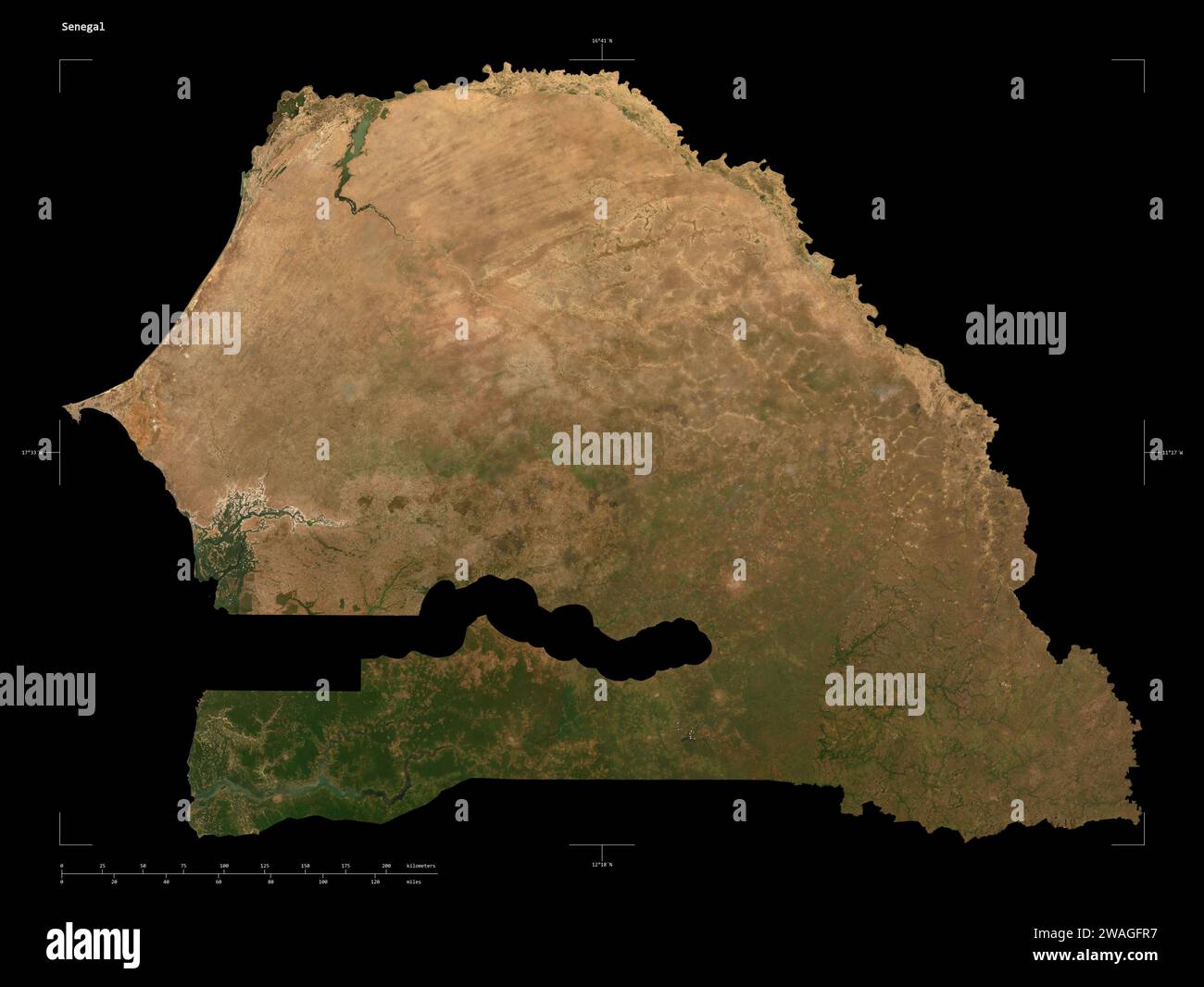 Senegal map solid border satellite hi-res stock photography and images - Alamy