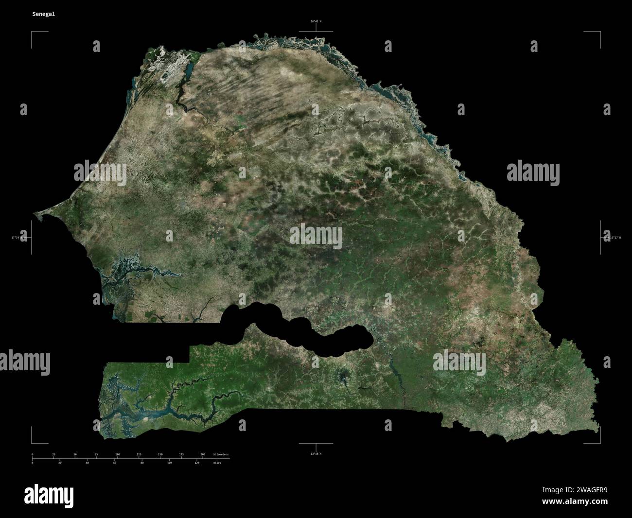 Senegal map solid border satellite hi-res stock photography and images - Alamy