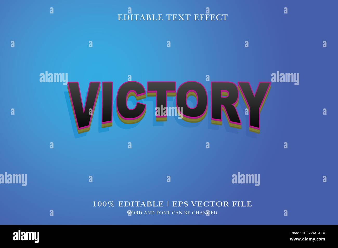 Victory 3d text effect styles mockup concept Black text Stock Vector ...