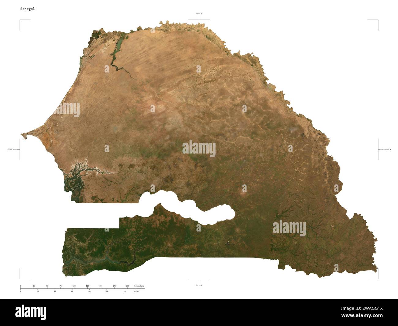 Senegal map solid border satellite hi-res stock photography and images - Alamy