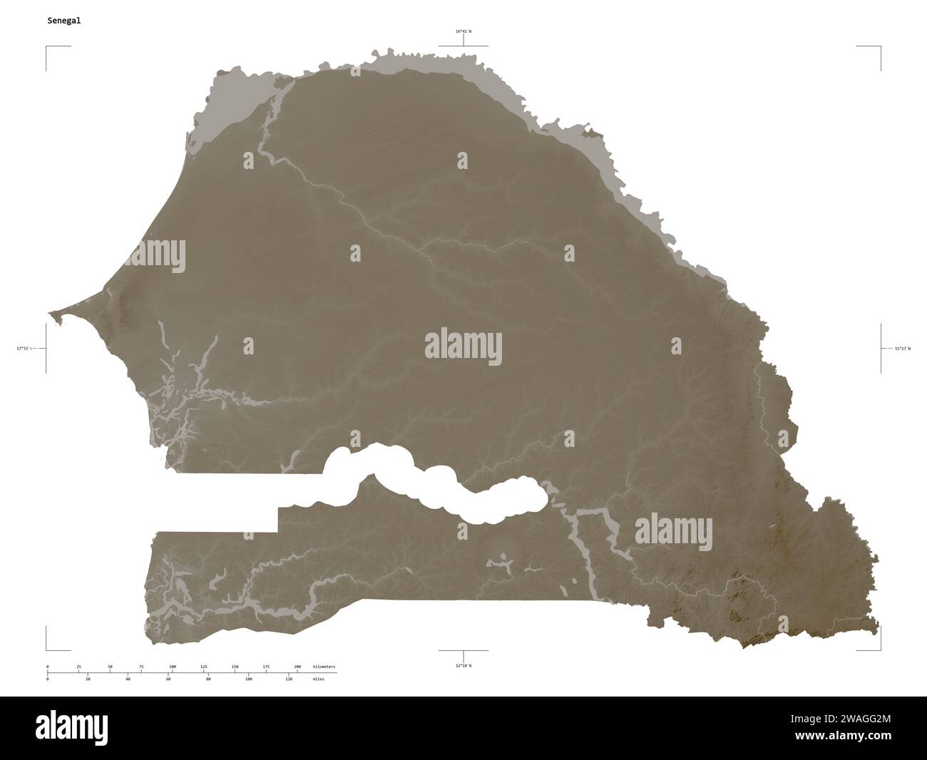 Shape of a elevation map colored in sepia tones with lakes and rivers ...