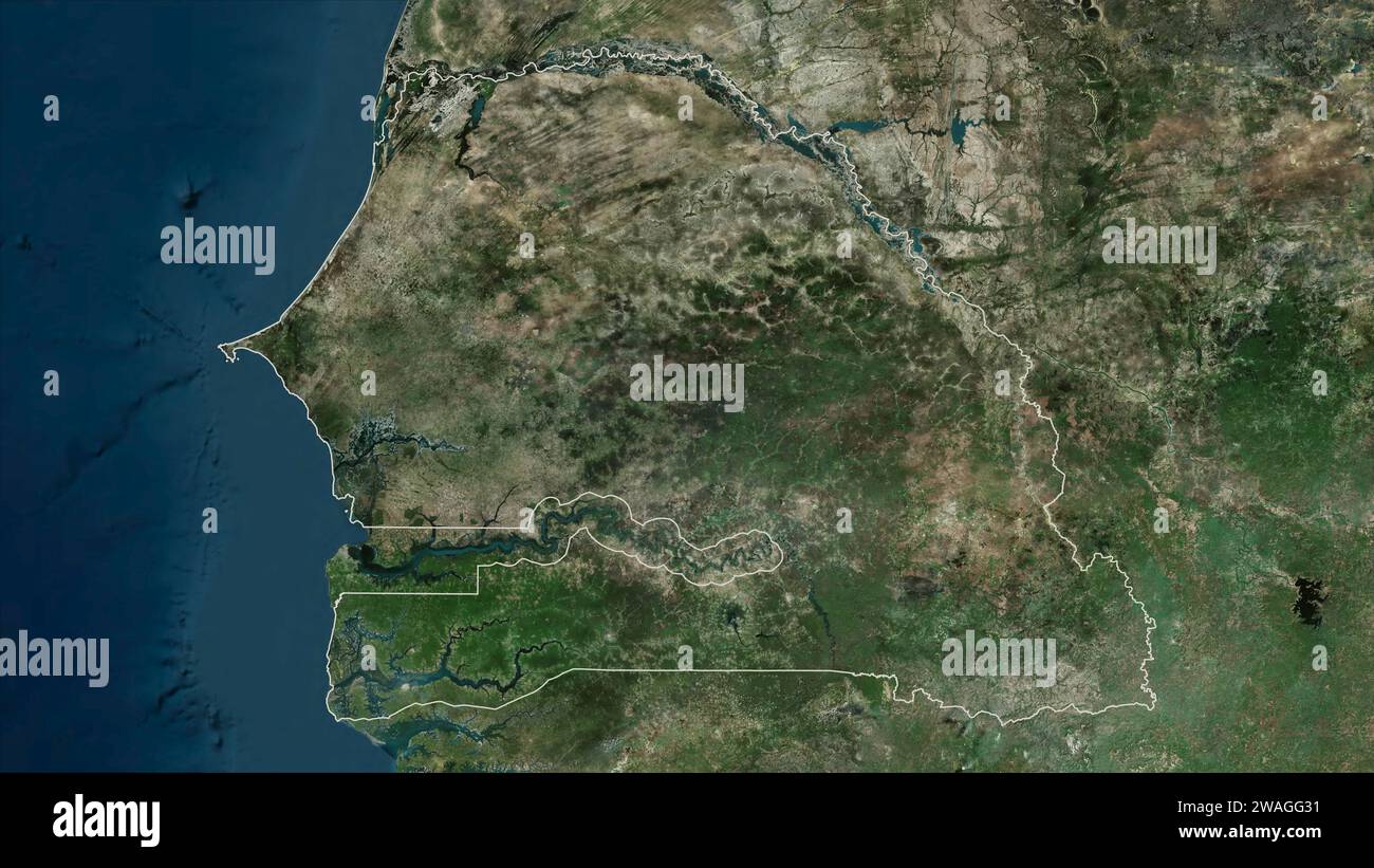 Senegal outlined on a high resolution satellite map Stock Photo - Alamy